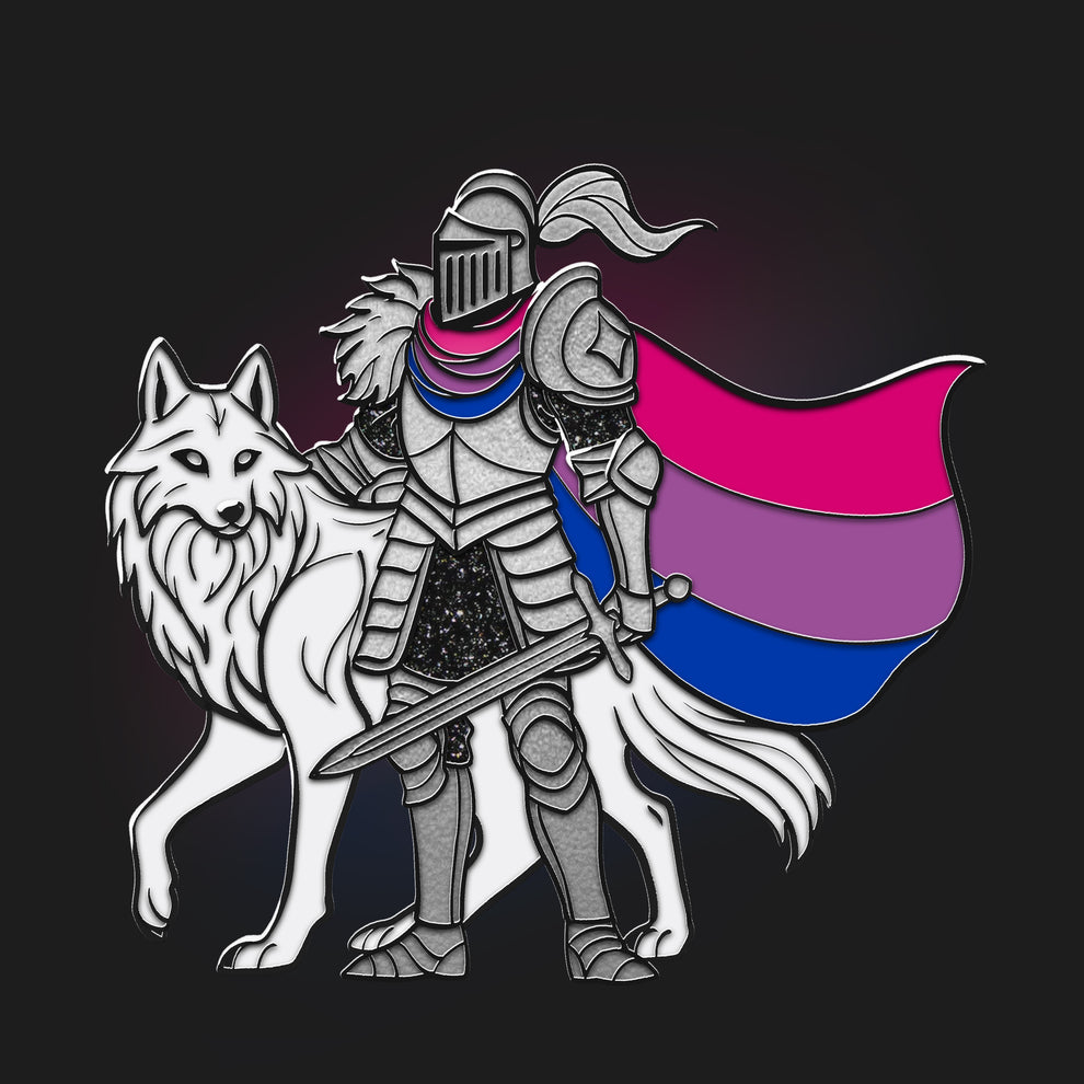 Wolf & Bisexual Knight Pin – Pride Knights